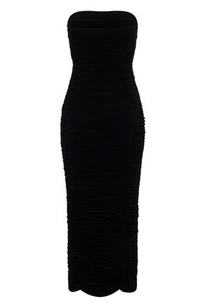 Magda Butrym Womens Strapless Midi Dress, Black Cuprammonium Rayon