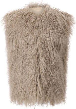 Halfboy Halfboy, Femme, Vestes, Brun, Taille: 40 FR Gilet Oversize en Peau de Chèvre