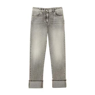Twin-Set Straight Fit Jeans mit Umschl&auml;gen - - Jeans - Damen - Grau - W29