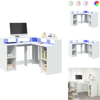 vidaXL Vidaxl - Bureau avec lumières led blanc 130x130x91 cm bois dingénierie - Bureau - Bureaux - Bureau Dordinateur - Bureau Détude