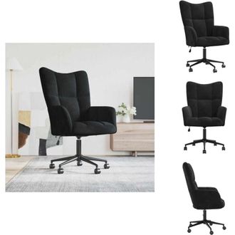 vidaXL Relaxsessel Schwarz Samt - Samtsessel - Sessel Schwarz - Wohnzimmersessel - Drehstuhl - Armlehnst&uuml;hle