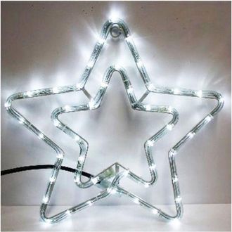 Trade Shop Trade Shop Traesio - Trade Shop - doppelt beleuchteter weihnachtsstern mit 75 leds, weiss, 55 x 55 cm, f&uuml;r den aussenbereich