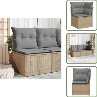 vidaXL Garten-Ecksofa mit Kissen Beige Poly Rattan - Gartensofa - Ecksofa - Outdoor M&ouml;bel - Terrassenm&ouml;bel - Lounge Set - The Living Store