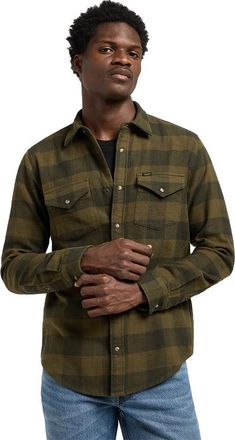 Lee Mens CLEAN Western Shirt, Army Green Buffalo Check, M
