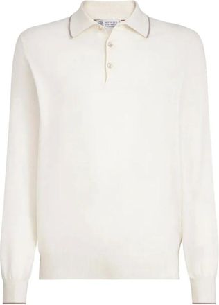 Brunello Cucinelli Homme, Tops, Blanc, Taille: L Polo en maille l&eacute;g&egrave;re