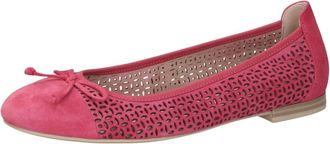 Caprice Damen Ballerinas aus Leder mit Lochmuster, Rosa (Pink Suede), 38 EU