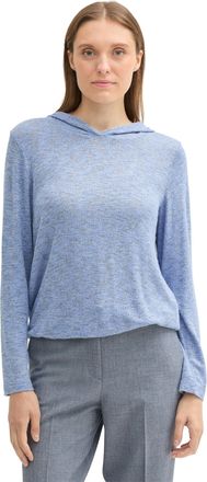 Tom Tailor Damen 1043694 Langarm Shirt mit Kapuze, 35899-Calm Blue Melange, L