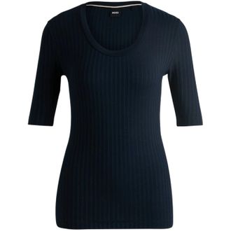 HUGO BOSS Effilie T-Shirt f&uuml;r Damen, gerippt (Dunkelblau)