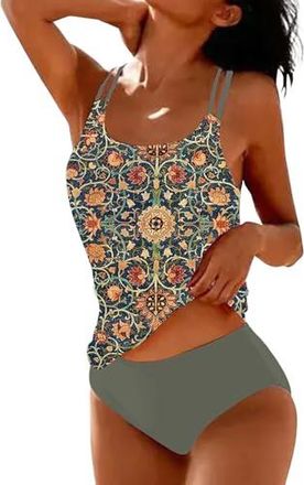 Generic Tankini Ensembles De Maillots De Bain Femme 2 Pieces Gainant Ventre Plat Shorty Ensemble Taille Haute Maillots Élégant Rembourré Push Up Beachwear De 