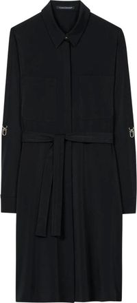 Luisa Cerano Femme, Robes, Noir, Taille: 40 FR Robe Chemise avec Ceinture et D&eacute;tails Dor&eacute;s