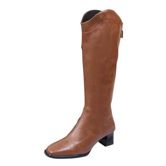 Generic Bottes montantes pour femme en similicuir - &Eacute;l&eacute;gantes - Talon &eacute;pais - Fermeture &eacute;clair dans le dos - Confortables et d&eacute;contract&eacute;es - Pour f&ecirc;te et lois
