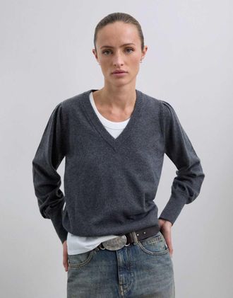 Scalpers Joy - Pull à col V - Gris chiné