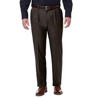 Haggar Premium Comfort Classic Fit Pleat Front Pant Reg. and Big & Tall Sizes Pantalon, Chocolat Noir, 32 W /30 L Homme
