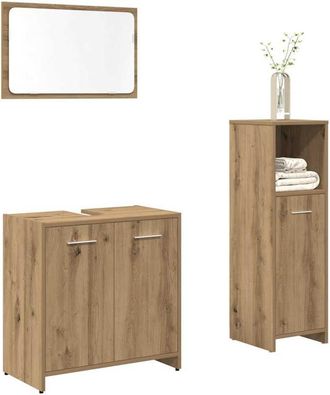 vidaXL vidaXL 3-tlg. Badmöbel-Set Artisan-Eiche Holzwerkstoff