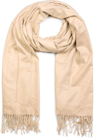styleBREAKER Unisex Schal mit Fransen | weiches Viskose Tuch in Uni Farbe | langer Winterschal für Damen und Herren | Große Farbvielfalt, Farbe:Beige