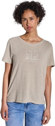 Street One A322697 T-Shirt avec Inscription, Moonstone Sand, 38 Femmes