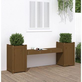 vidaXL Vidaxl - Gartenbank mit Pflanzk&uuml;beln Honigbraun 180x36x63 cm Massivholz