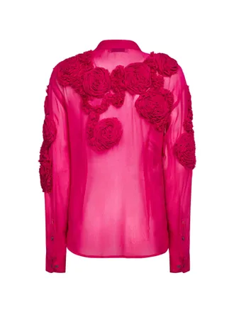 Dries Van Noten Womens Shirt Silk Muslin Fuchsia Viscose