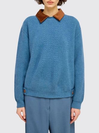 Semicouture Polo en maille en laine m&eacute;rinos avec col en velours contrastant