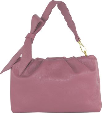 modamoda.de T254 - ital. Damen Henkeltasche Klein aus Leder, Farbe:Altrosa