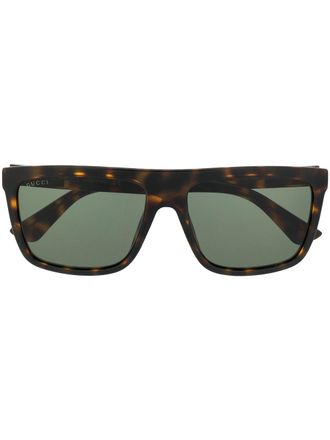 Gucci lunettes de soleil &agrave; monture carr&eacute;e oversize - Marron