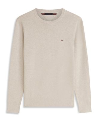 Tommy Hilfiger Leichter Pullover aus Baumwolle mit kleinem Flag-Aufn&auml;her in