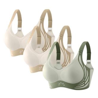 Generic Soutien-gorge sans armatures push-up sans coutures confortable maintien solide élégant col en V séduisant soutien-gorge respirant confortable soutien-