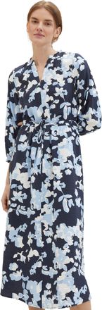Tom Tailor Damen Maxi-Kleid mit Muster, 34757 - Blue Cut Floral Design, 38