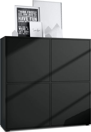 Vladon Highboard Cuba V2 Schrank 104 x 105,5 x 35,5 cm Sideboard mit 8 Fächern, Made in Germany, Korpus in Schwarz matt/Fronten in Schwarz matt