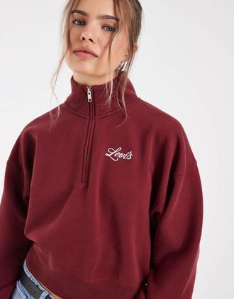 Levi's Vintage 80er Quarter-Zip-Sweatshirt mit Logo auf der Brust in Rot