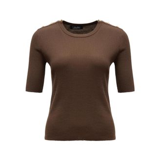 Max Mara Riviera Pullover mit Knopfdetails - - Knitwear - Damen - Braun - M
