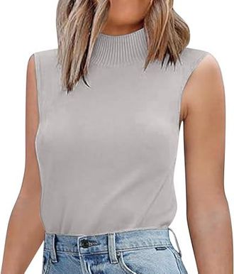 Generic Gilets thermiques pour femmes performance polaire automne col rond à carreaux poche haut à manches courtes pull en tricot caraco femme sous-chemise co