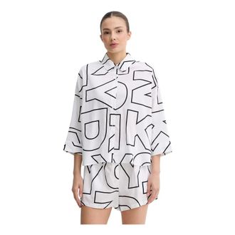 DKNY Dkny - Ensemble chemise et short en viscose - Femme - V&ecirc;tements de nuit et de d&eacute;tente - Blanc - Taille: 36 FR