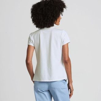 Lands End Kurz&auml;rmeliges Biesenshirt aus Baumwolle/Modal-Mix, Damen, Gr&ouml;&szlig;e:32-34 regular, Wei&szlig;, Baumwoll-Mischung/Baumwolle Modal, by Lands End