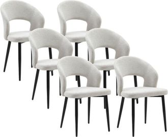 Vente-Unique Vente-unique - Lot de 6 chaises en tissu et métal noir - Gris - niyama