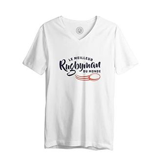 Fabulous T-Shirt Homme Col V Le Meilleur Rugbyman du Monde Rugby Sport Ballon XV Equipe