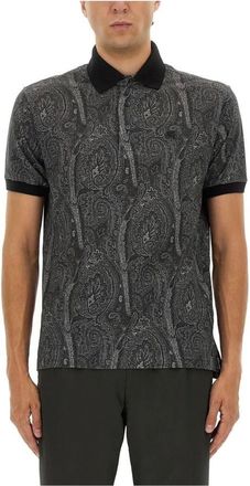 Etro Homme, Tops, Noir, Taille: L Polo &agrave; Manches Courtes avec Imprim&eacute; Paisley