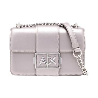 A|X Armani Exchange Femme, Sacs, Gris, Taille: ONE Size Sac bandoulière avec logo en métal