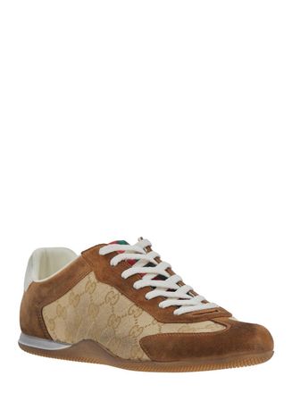 Gucci Mens Low Top Sneakers Brown Suede Calf Leather Trainers