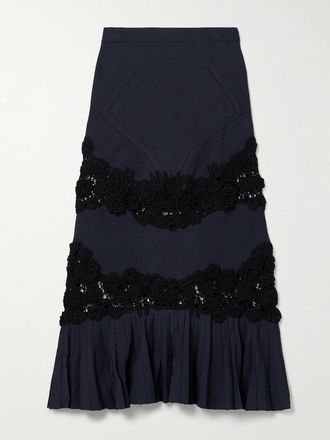 Ulla Johnson Jupe Longue En Mailles Côtelées À Finitions Crochetées Madeline - Bleu