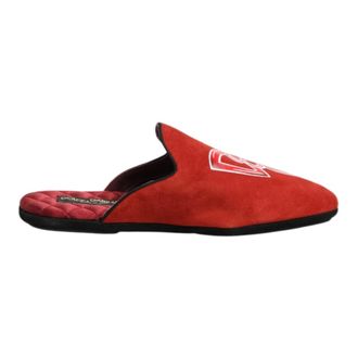 Dolce & Gabbana Rote Wildleder DG King Herren Hausschuhe - - Shoes - Damen - Rot - 40 1/2 EU
