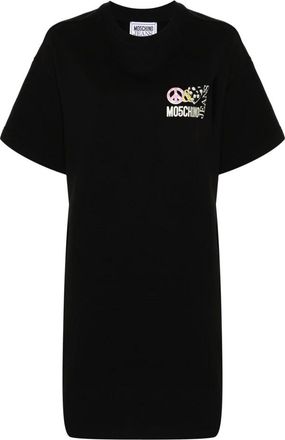 Moschino Femme, Robes, Noir, Taille: 36 FR Robe T-shirt en coton avec logo