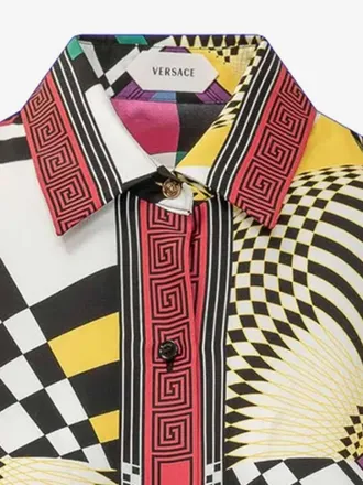 Versace Womens Silk Shirt With Geometric Print Multicolour