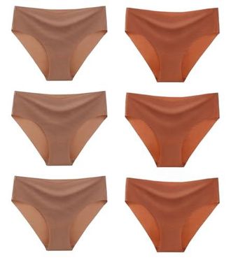 Generic Lot de 6 culottes de bikini invisibles pour femme - Douces et confortables - Taille basse - Sans ligne - Soyeux, 6 pi&egrave;ces-D, XL