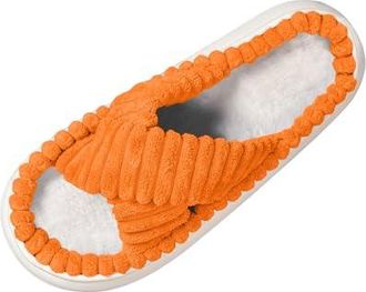 Generic Pantoufles &agrave; bout ouvert pour femme - Chaudes et d&eacute;contract&eacute;es - &Eacute;l&eacute;gantes - L&eacute;g&egrave;res - Respirantes - Antid&eacute;rapantes - Confortables - Hiver, Orange, 38