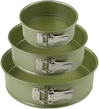 Zenker 9980950 Set 3 moules à manqué collection Green Vision, moule à manqué, moule à charnière, Moule rond vert éco-responsable anti-adhésif, ILAG, Cire de 