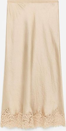 Arket Satinrock Mit Spitze -Beige