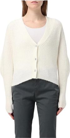 Liu Jo Femme, Pulls, Beige, Taille: 42 FR Cardigan en Maille Côtelée avec Boutons Ornementaux