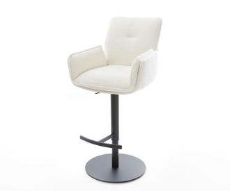 DELIFE Barstuhl Nela-Flex Boucl&eacute; Soft Beige Drehfu&szlig; h&ouml;henverstellbar Metall Schwarz, Barst&uuml;hle