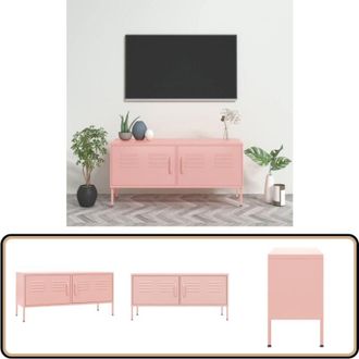 vidaXL Vidaxl - Meuble tv Rose 105x35x50 cm Acier - Meuble Tv - Meuble Téléviseur - Support Tv - Unité Tv - Meuble Rose